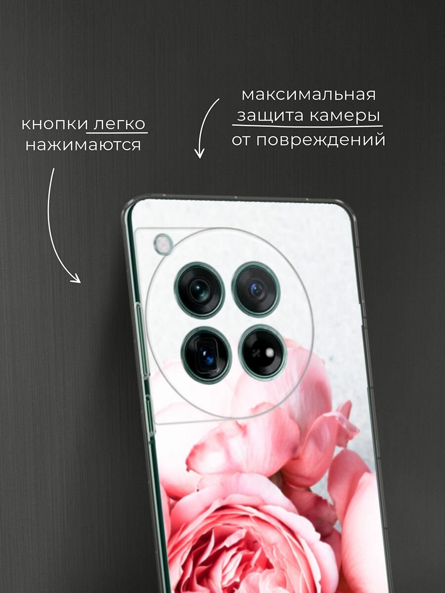 Чехол на OnePlus 12 / Ван Плас 12 с принтом "Пионы на белом" — фото 1