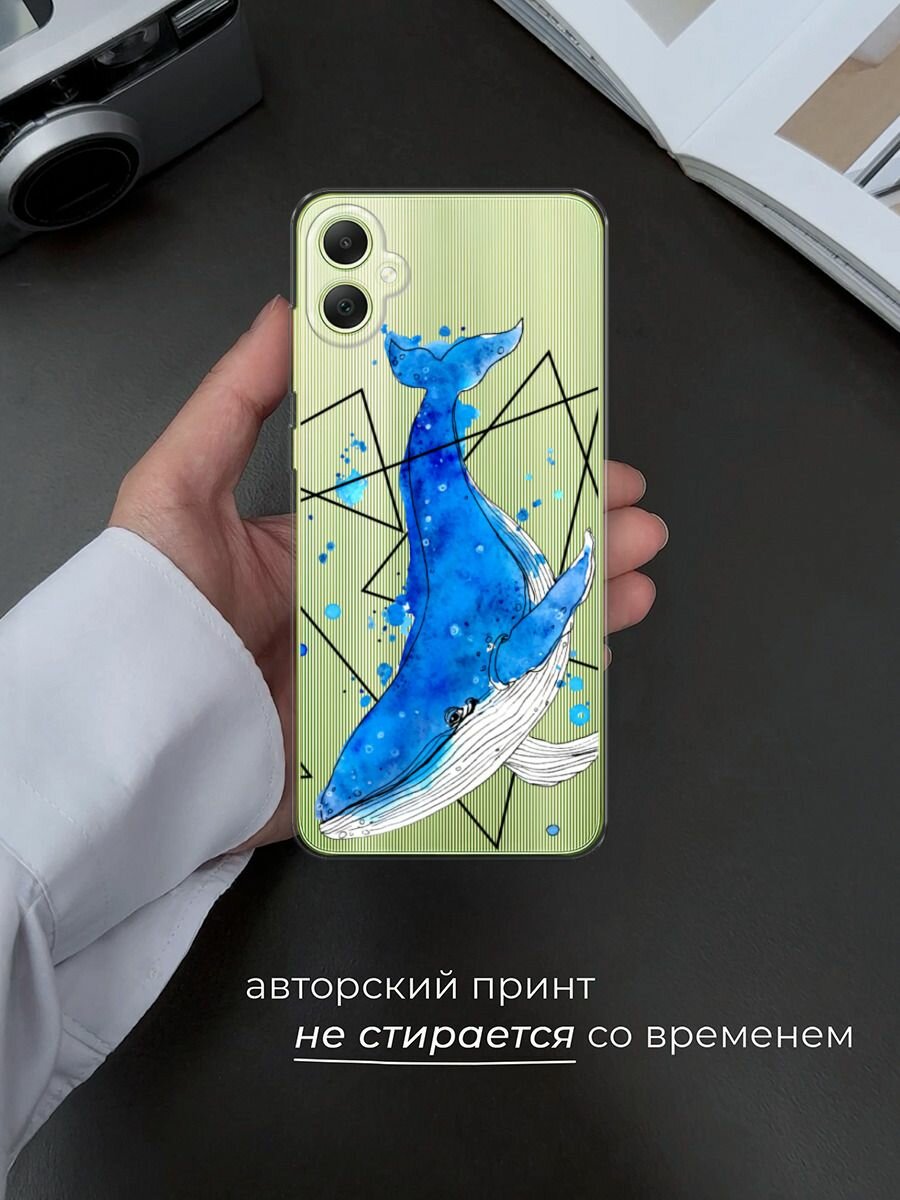 Чехол на Samsung Galaxy A05 / Самсунг Галакси A05 с принтом "Кит графика", прозрачный — фото 1