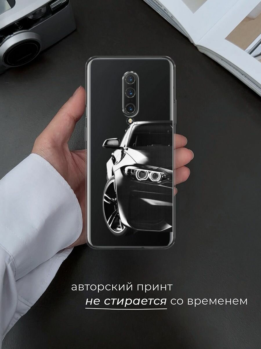 Чехол на OnePlus 8 / ВанПлас 8 с принтом "Крутая черная машина", прозрачный — фото 1