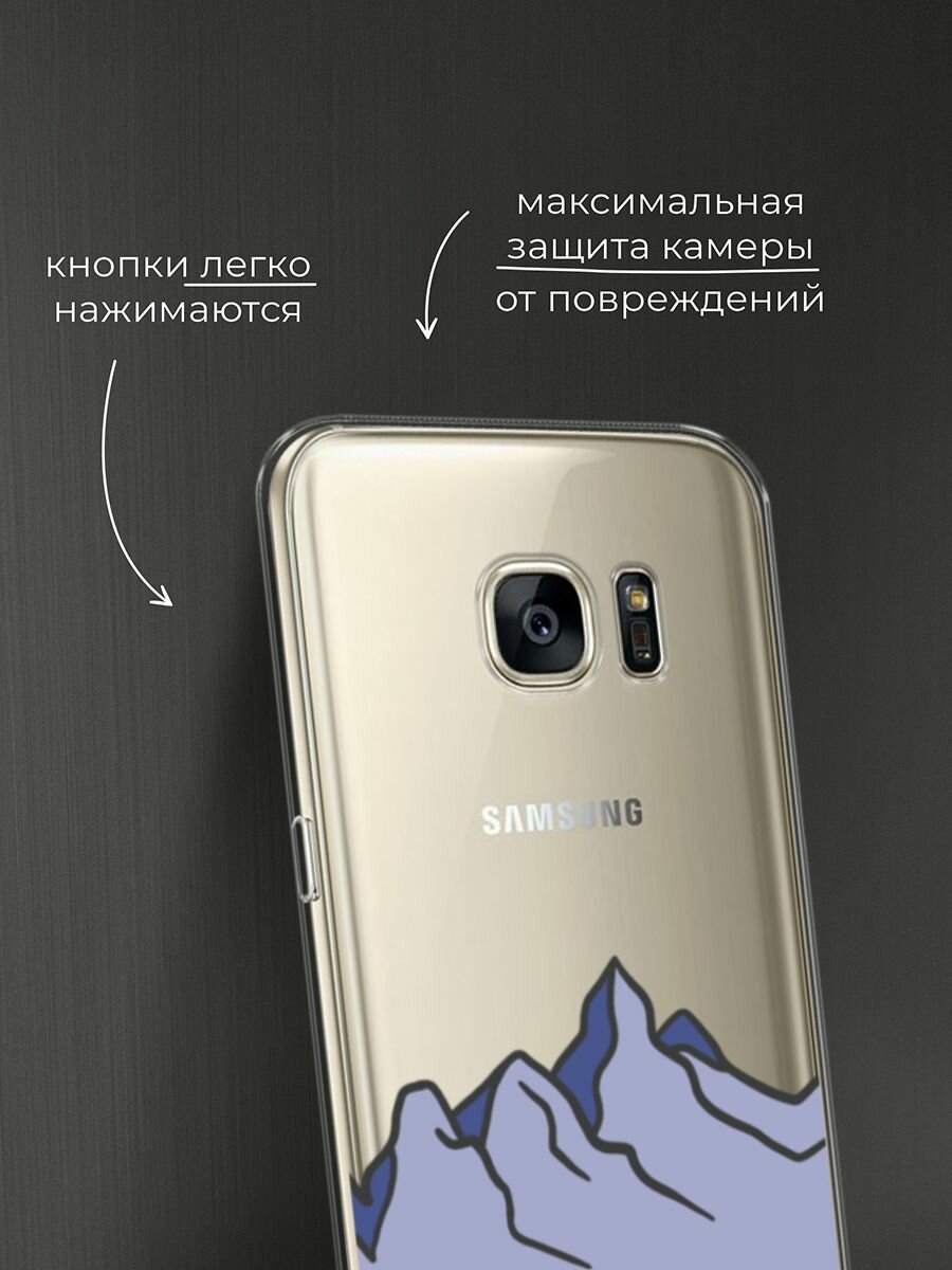 Чехол на Samsung Galaxy S7 / Самсунг Галакси С 7 с принтом "Гора", прозрачный — фото 1