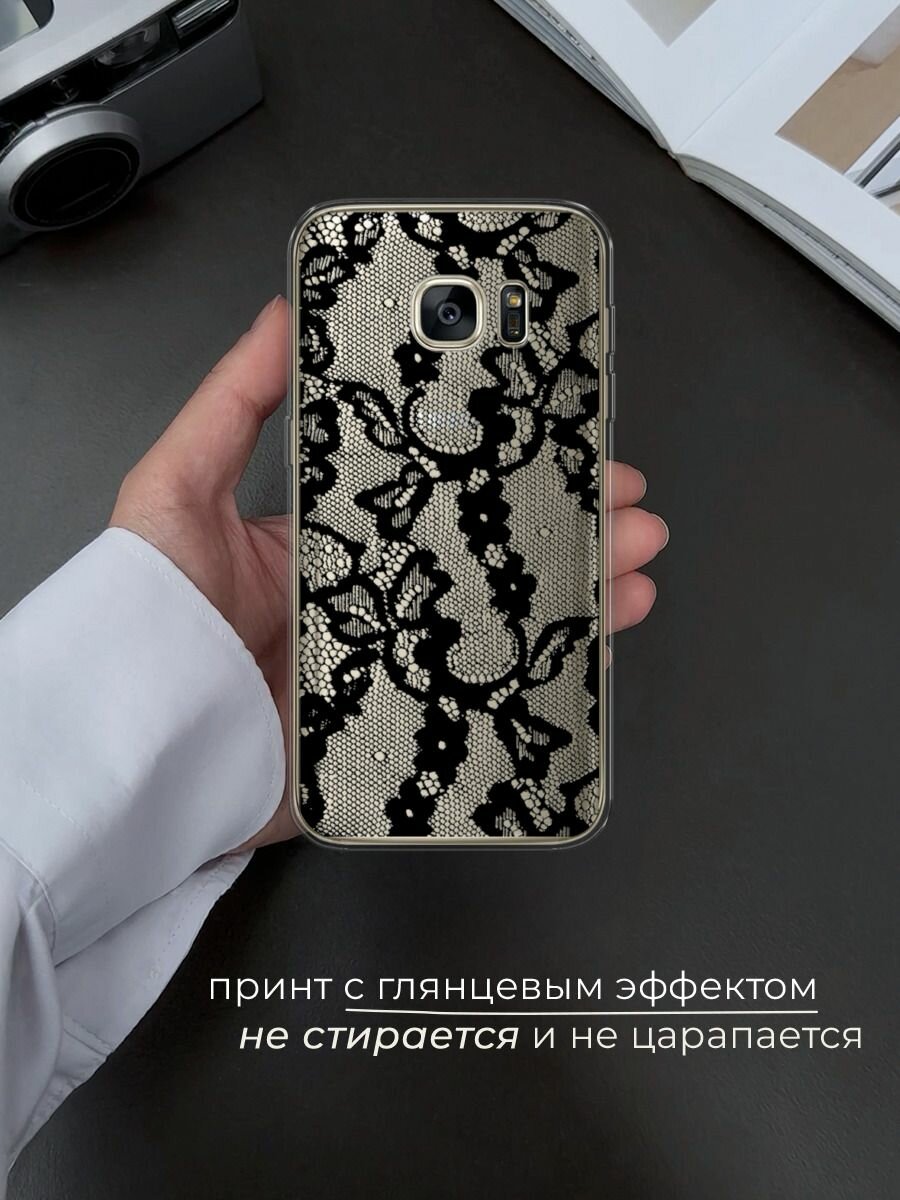 Чехол на Samsung Galaxy S7 / Самсунг Галакси С 7 с принтом "Черная сетка 2" — фото 1