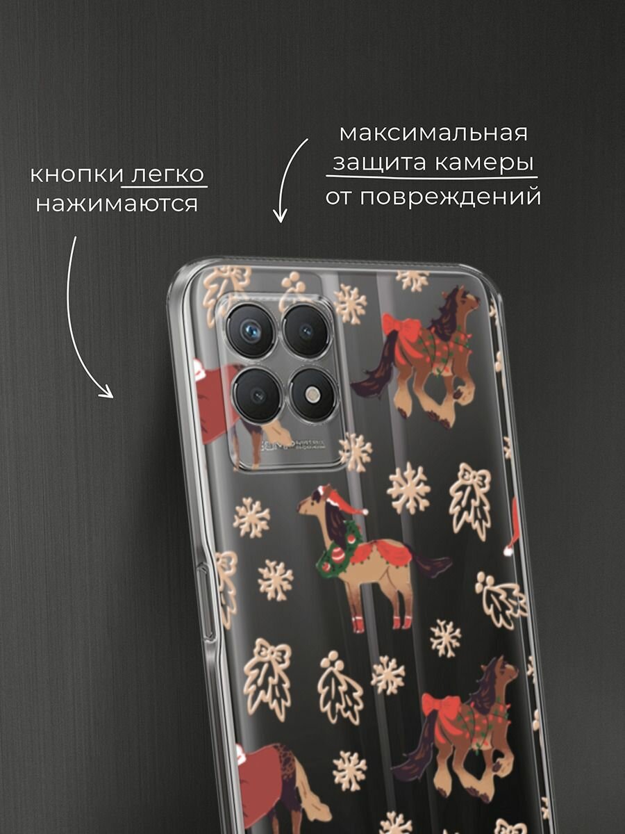 Чехол на Realme 8i / Реалми 8i с принтом "Новогодние лошадки 2" — фото 1
