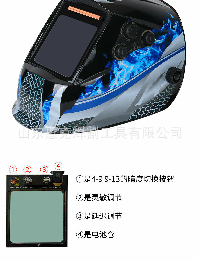 Маска сварочная SU "SAFEUP", хамелеон, светофильтр, 100x97 мм