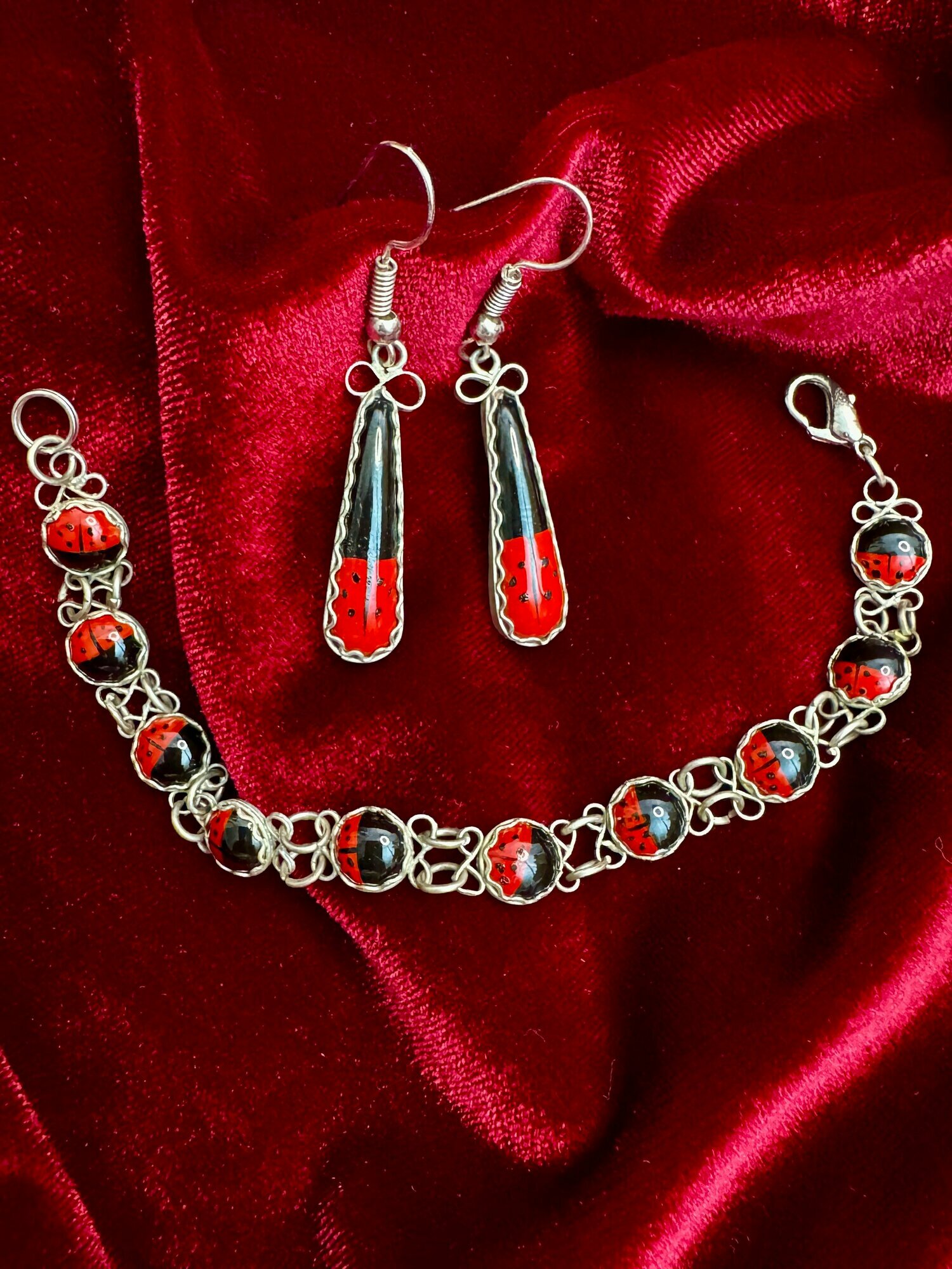 Комплект бижутерии, эмаль, керамика