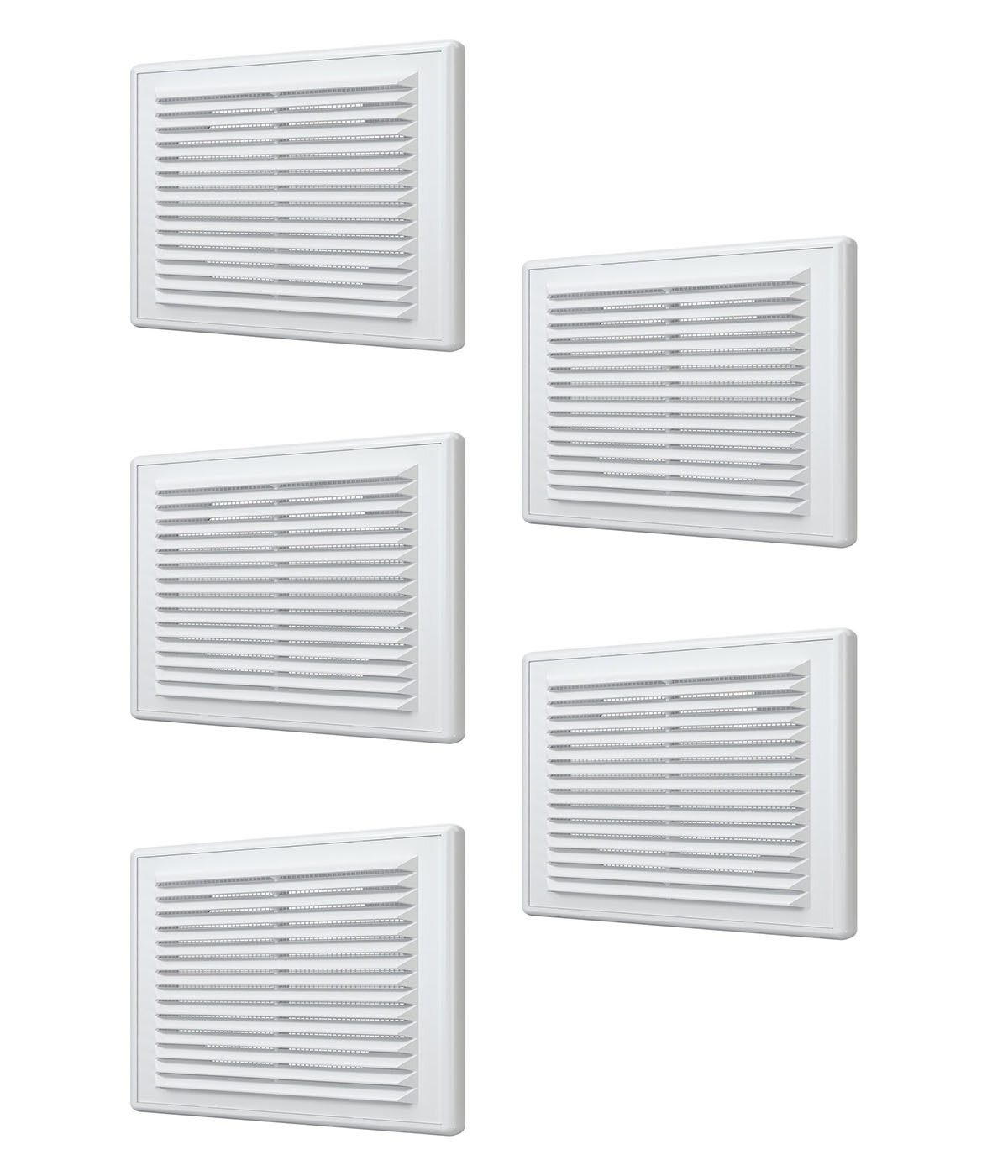 Решетка вентиляционная пластиковая приточно-вытяжная Р 150х150 мм с сеткой белая (5 шт.)