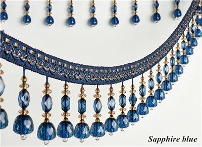 Кружевная лента с бахромой, полиэстер/хлопок, 9 см Темно-синий, королевский синий