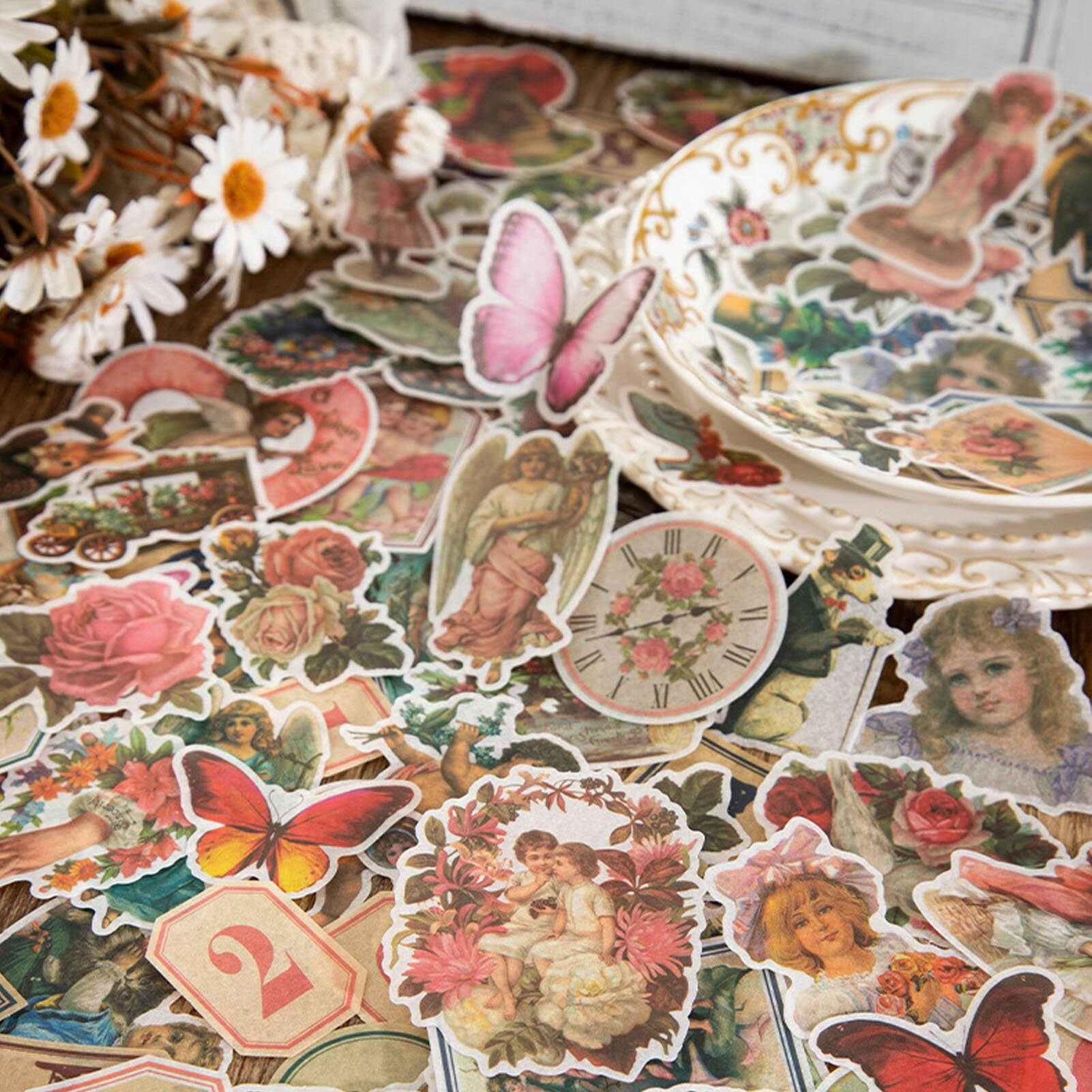 100 листов винтажные наклейки выцветающие викторианские наклейки для скрапбукинга для ноутбука Garden Secret