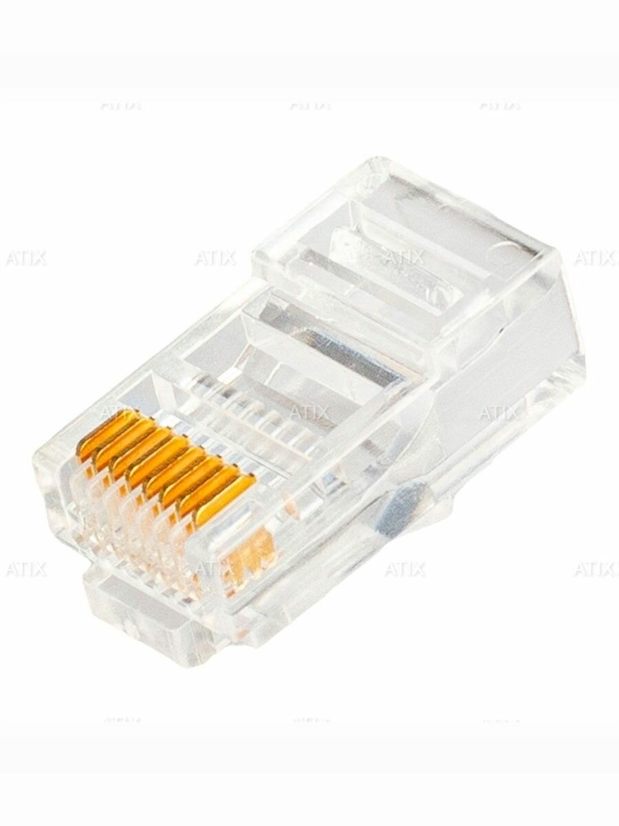 Коннектор RJ45/8P8C, категория 5e, 100 шт. проходной неэкранированный для витой пары