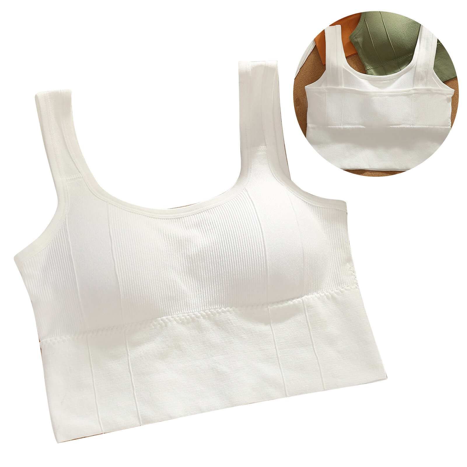 Спортивный бюстгальтер Полное покрытие Майка Стиль Бесшовный удобный женский беспроводной бюстгальтер для повседневного ношения Белый