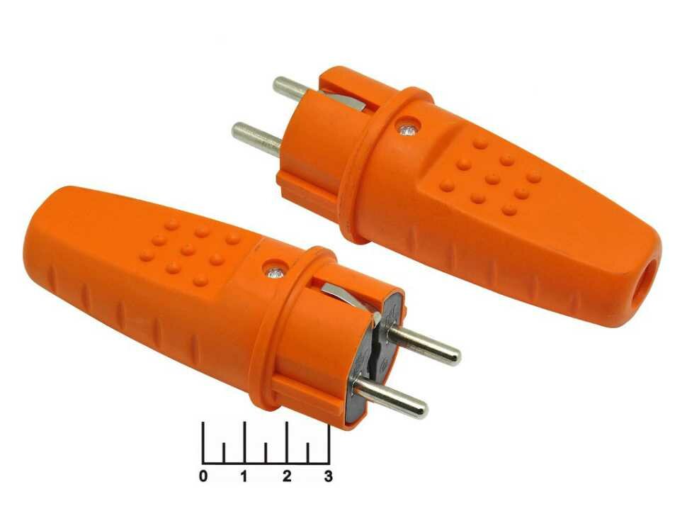 Вилка электрическая с землей оранжевая 16A Universal