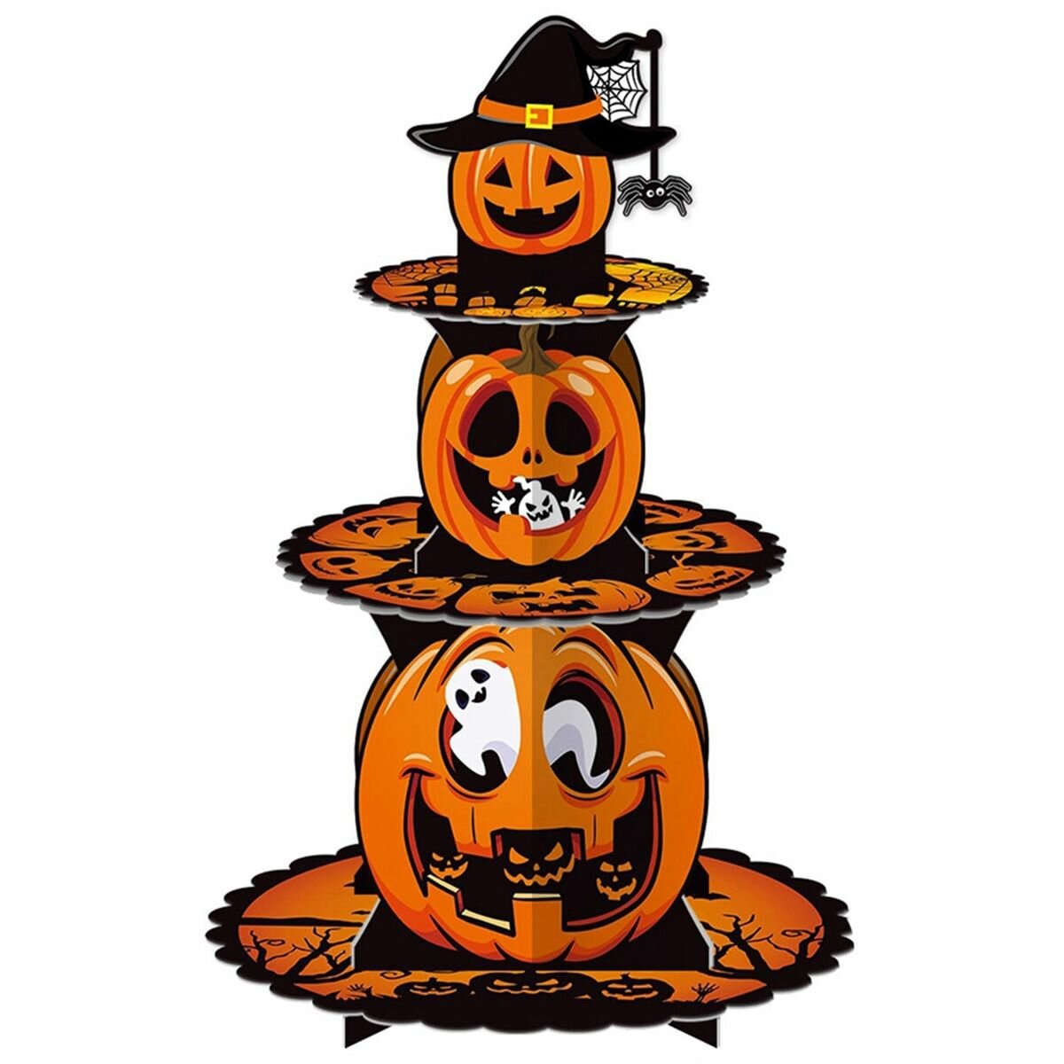 Картонная подставка для кексов на тему Хэллоуина, 3-ярусная, на 24 кекса