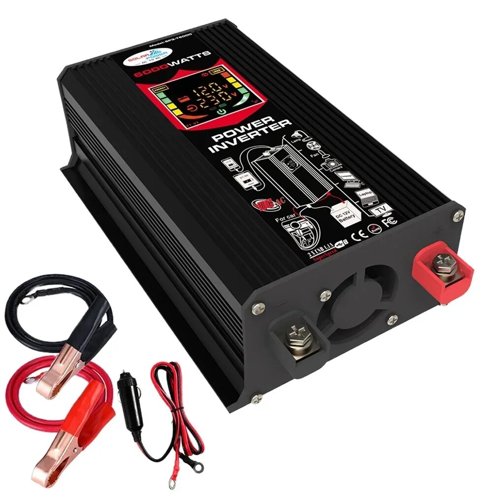 Автомобильный инвертор CNH 6000 Вт 6000W Black 12V 220V