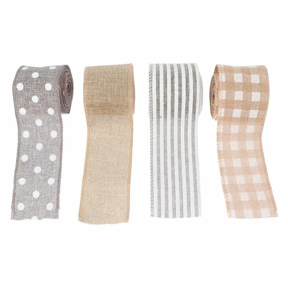 Льняные ленты различных оттенков для украшения интерьера и упаковки, 6 рулонов