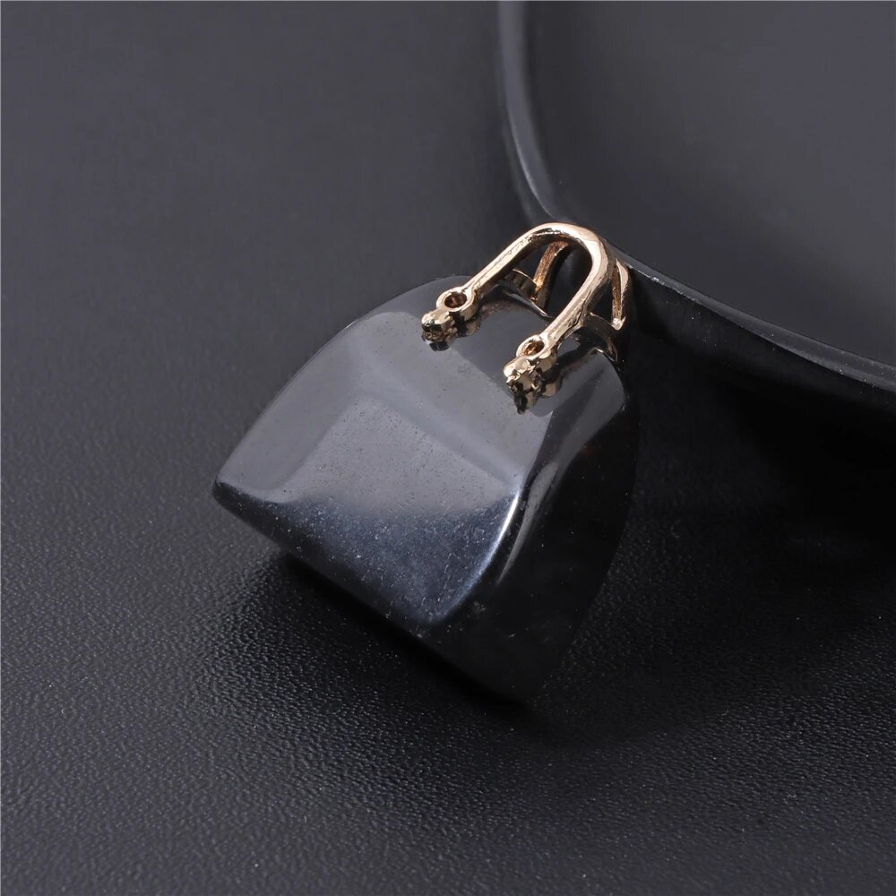 Статуя сумочки из натурального камня vinswet Черный, 1PC, Obsidian