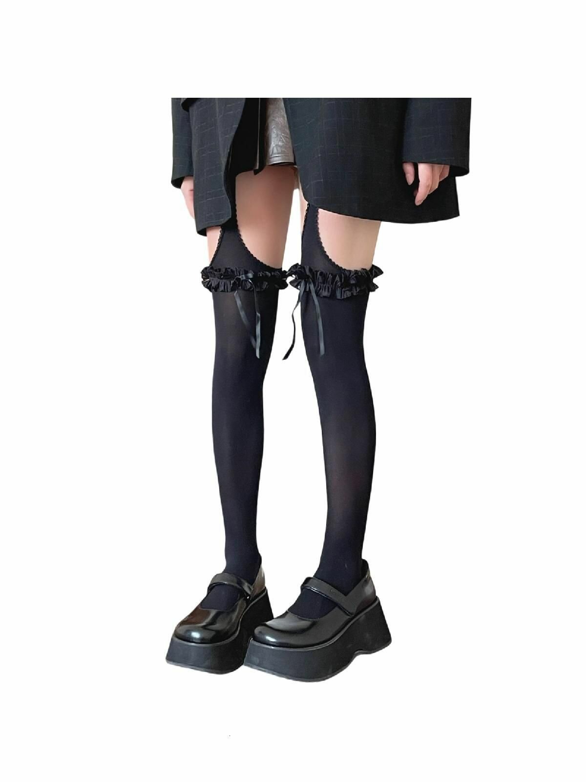 Чулки с подвязками, Черный