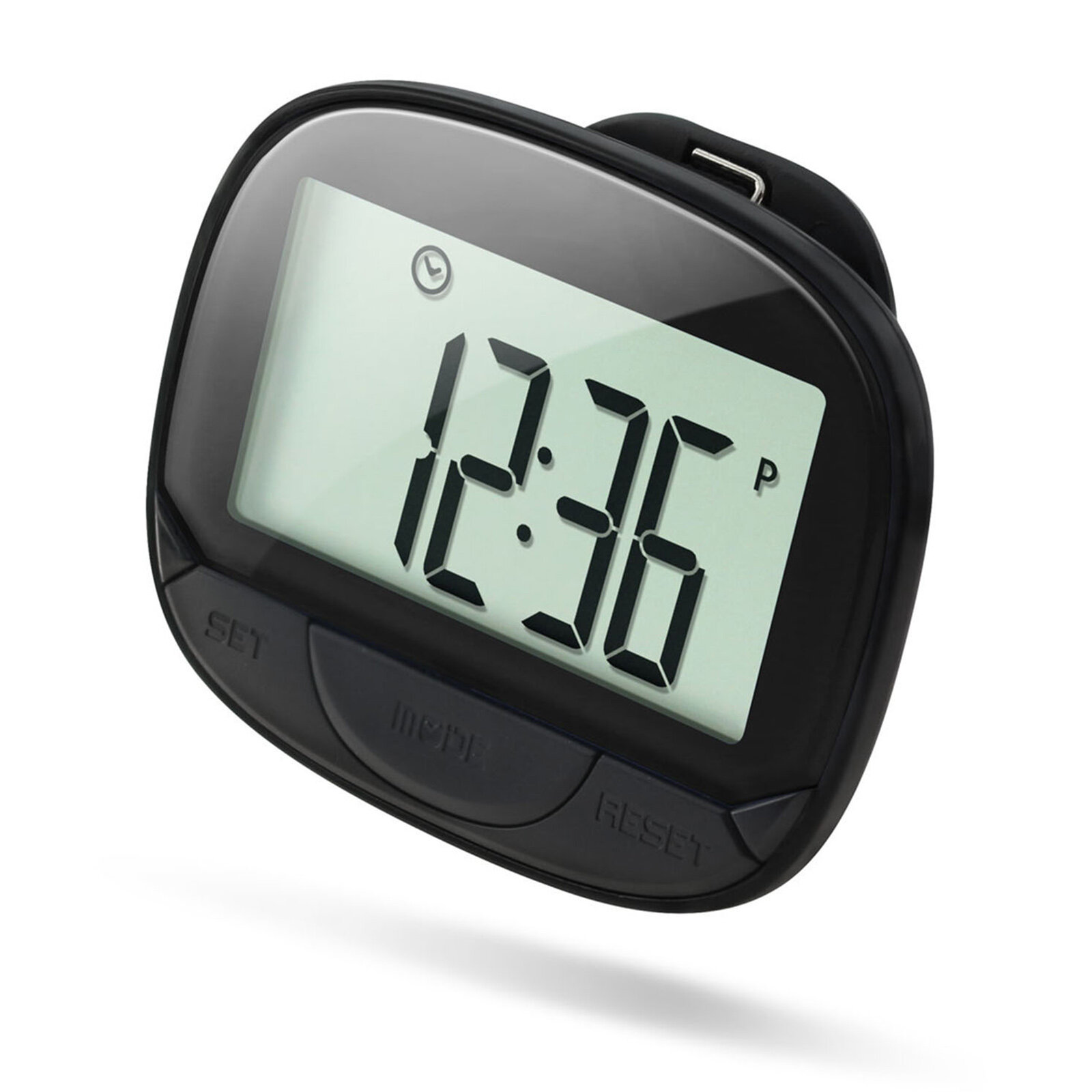 Многофункциональный Счетчик шагов 3D Педометр с клипом для трекера фитнеса для отслеживания шагов / пройденного расстояния / калорий Портативный монитор фитнеса с функцией часов, черный цвет, материал ABS, батарейка 1 * AG13 (входящая в комплект), размер