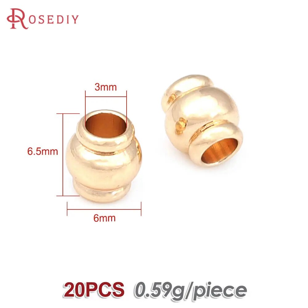 Латунные круглые бусины-фонарики 18-каратного золота Rosediy 45640-18K Gold Color