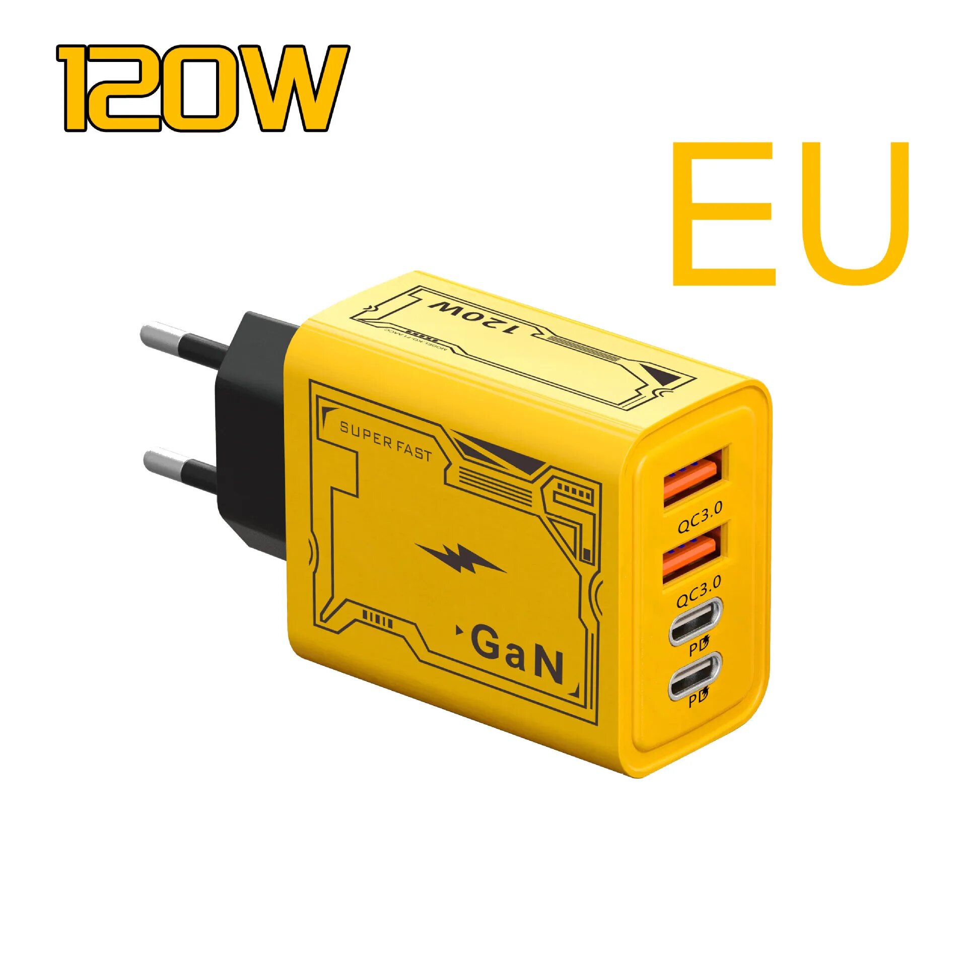 Быстрое зарядное устройство 120 Вт для iPhone, 4 порта, USB-зарядные устройства для мобильных телефонов, двойной зарядный адаптер PD типа C для Samsung Xiaomi, быстрое зарядное устройство EU