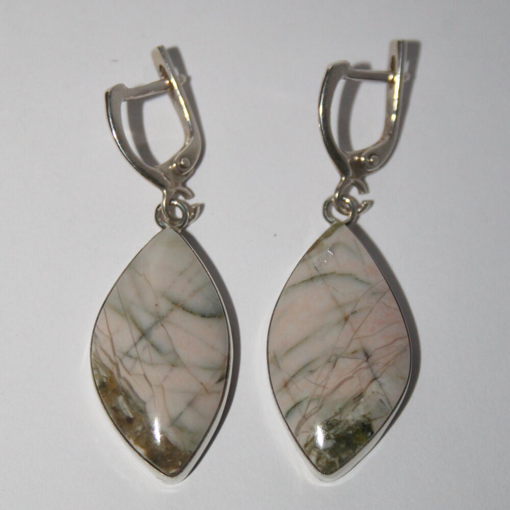 Серьги с подвесками, яшма