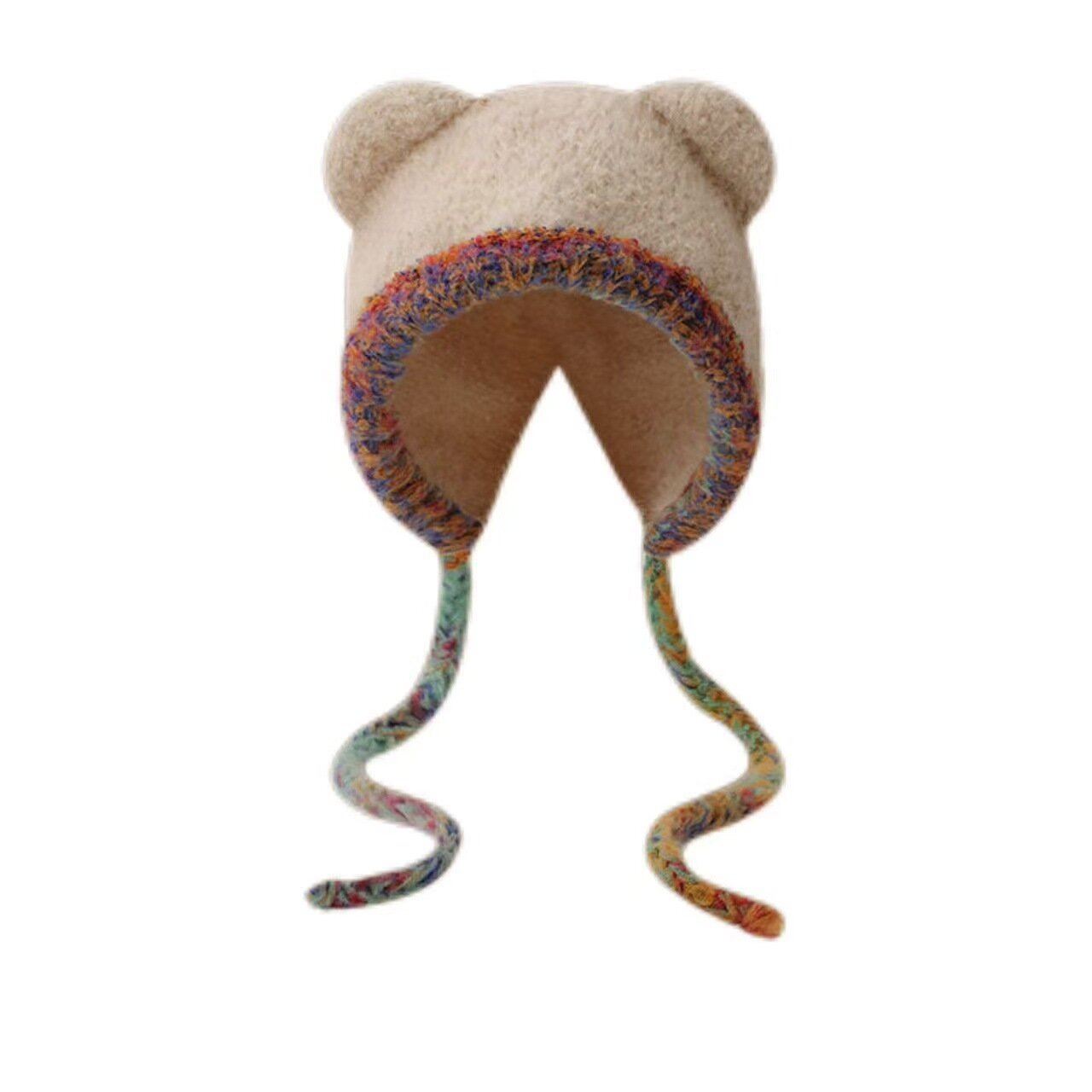 Милая вязаная пуловерная шапка с ушками плюшевого мишки для женщин на осень и зиму, теплая шерстяная шапка с большой окружностью головы, защита ушей