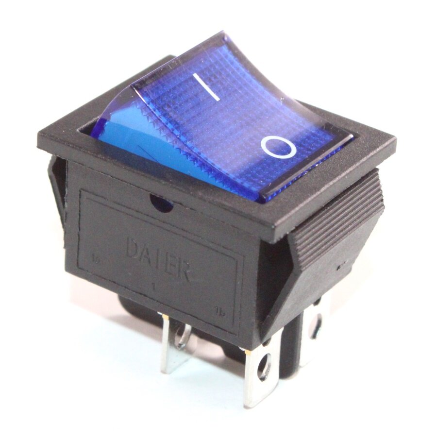 Выключатель KCD4-201N 16А, 4PIN ON-OFF, синий, с подсветкой, REXANT, (RWB-502, SC-767, IRS-201-1)