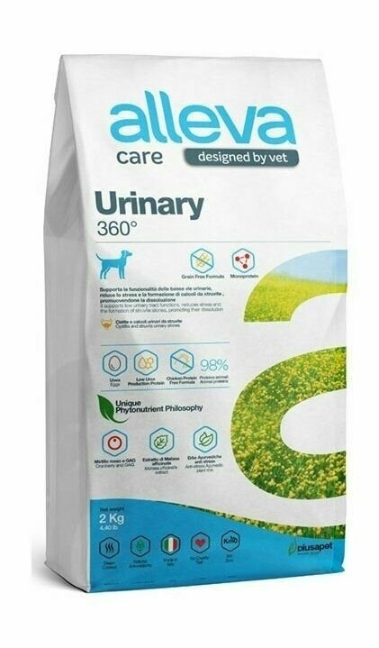 Alleva Care Urinary 360 - Сухой корм для взрослых собак, при мочекаменной болезни, лечебный, ветеринарная диета (12 кг)