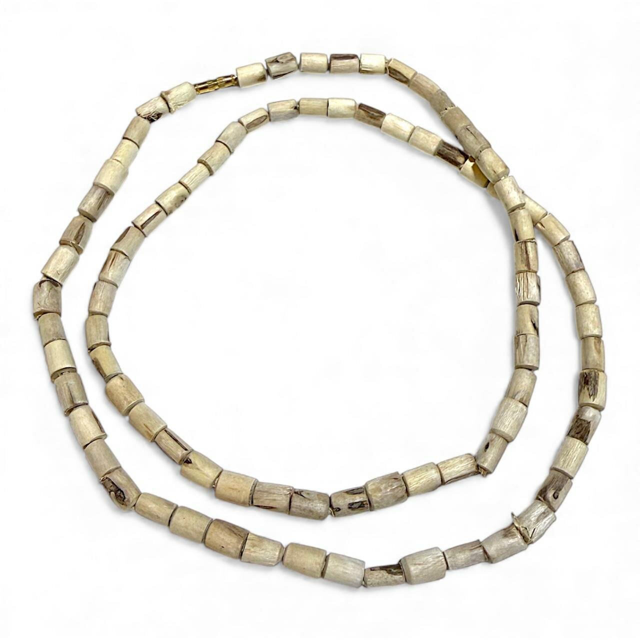 Кантхималы двухрядные из дерева туласи с бусинами-бочонками (длина нити 85-87 см.)