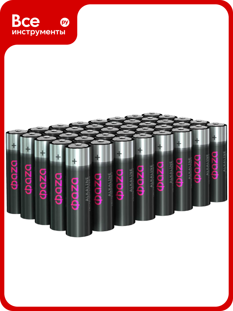 Батарейка ФАZА Элемент питания алкалиновый AA/LR6 1.5В Alkaline Pack-40 (уп.40шт), 40 батареек в упаковке со штрих-кодом