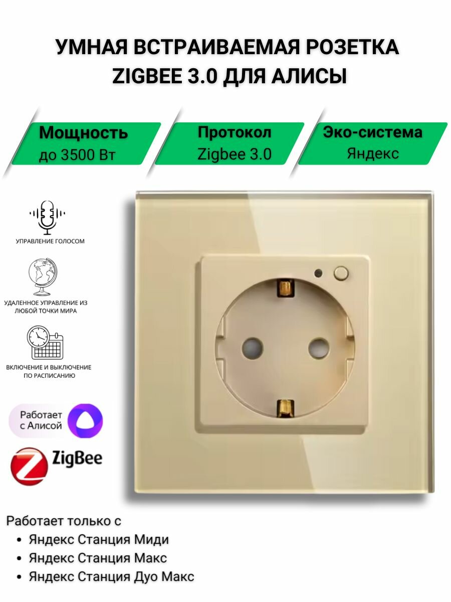 Умная встраиваемая розетка Zigbee 3.0 для алисы