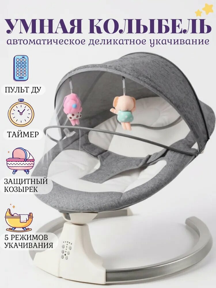 Электрокачели/люлька для новорожденных с автоматическим укачиванием