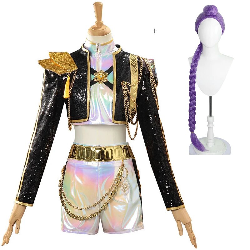 Рumi Косплей Костюм Аниме Демон Черно-Золотой S, costume and wig