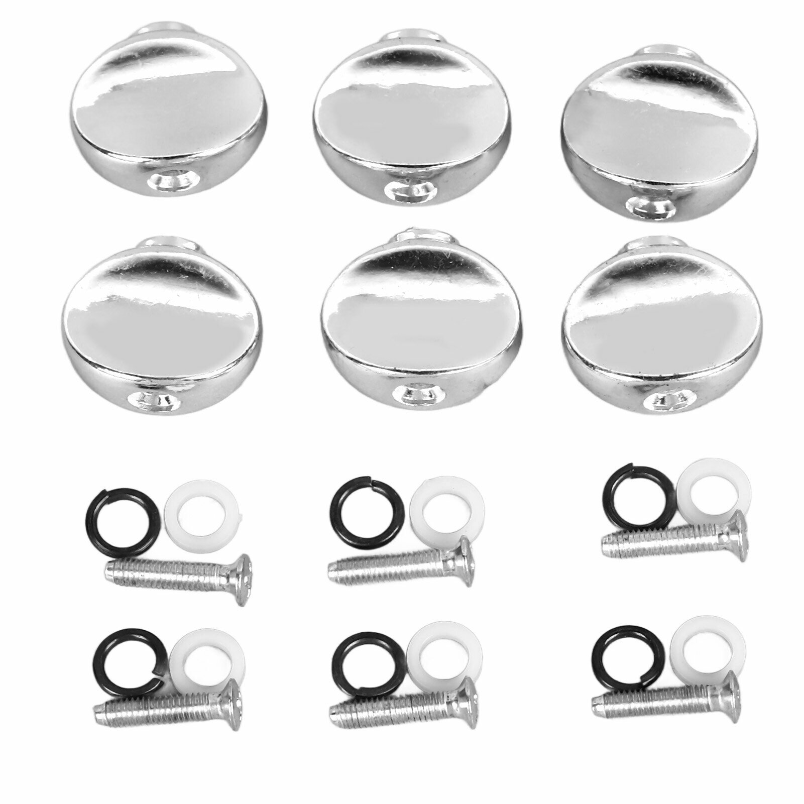 6Pcs Guitar Tuning Peg Buttons Metal Easy to Install Tuner Knobs Replacement for Acoustic Electric Silver