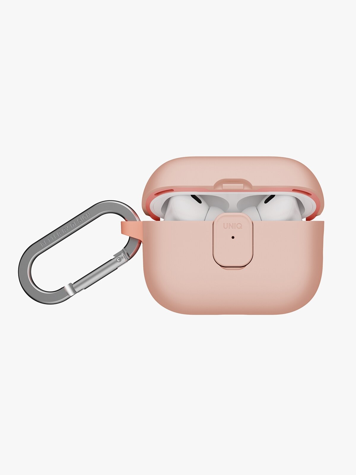 Uniq чехол для Airpods Pro 3, CLYDE с магнитной крышкой на замке, с карабином, Light Pink/Crepe Pink