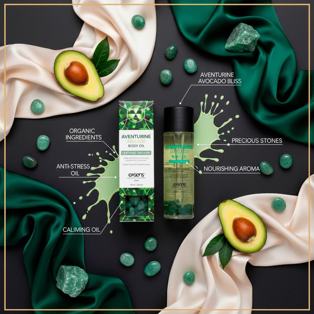 Массажное масло Exsens AVENTURINE, 100мл, органическое, с кристаллами авантюрин, Франция