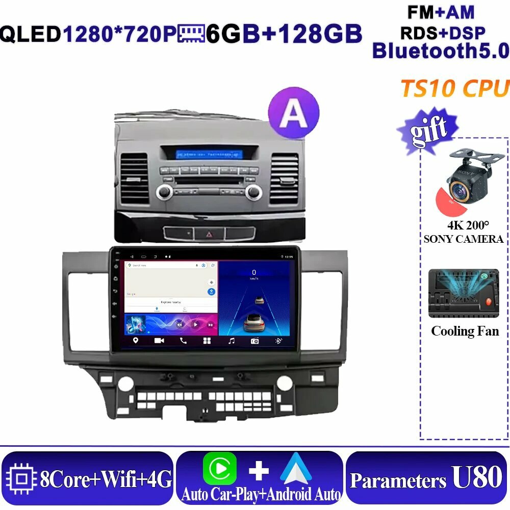 Android 15 для MITSUBISHI LANCER 9 10 X 2008 2009 2010 2011-2016 10-дюймовый A U60 6-128G CAM