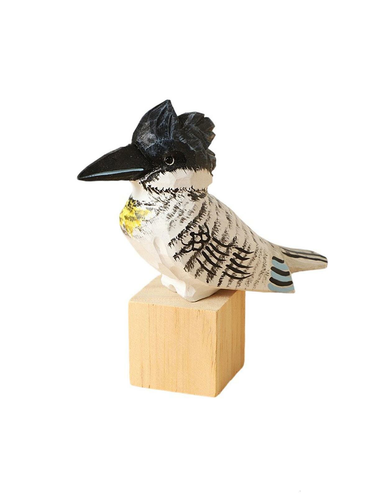 Резьба по дереву, Красочная фигурка птицы из деревянного бруска, Уникальные природные детали, декор домашнего стола ручной работы, подарок