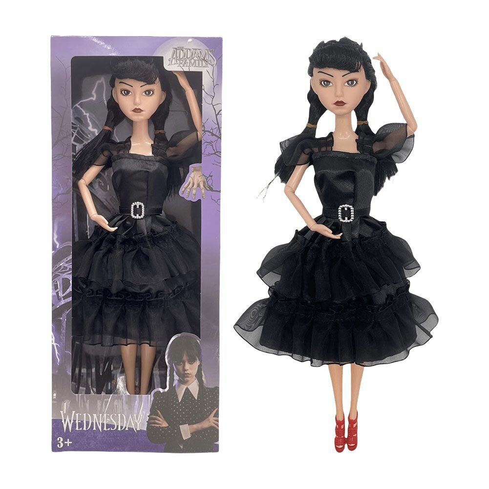 Кукла черного цвета Уэнсдэй Аддамс, 9 шарниров, 28 см
