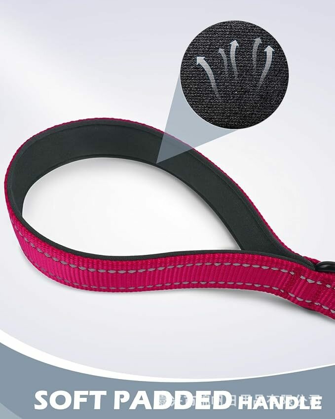 Отражательная нейлоновая поводок для крупных собак, 2.5 см x 45 см, флуоресцентно-малиновый