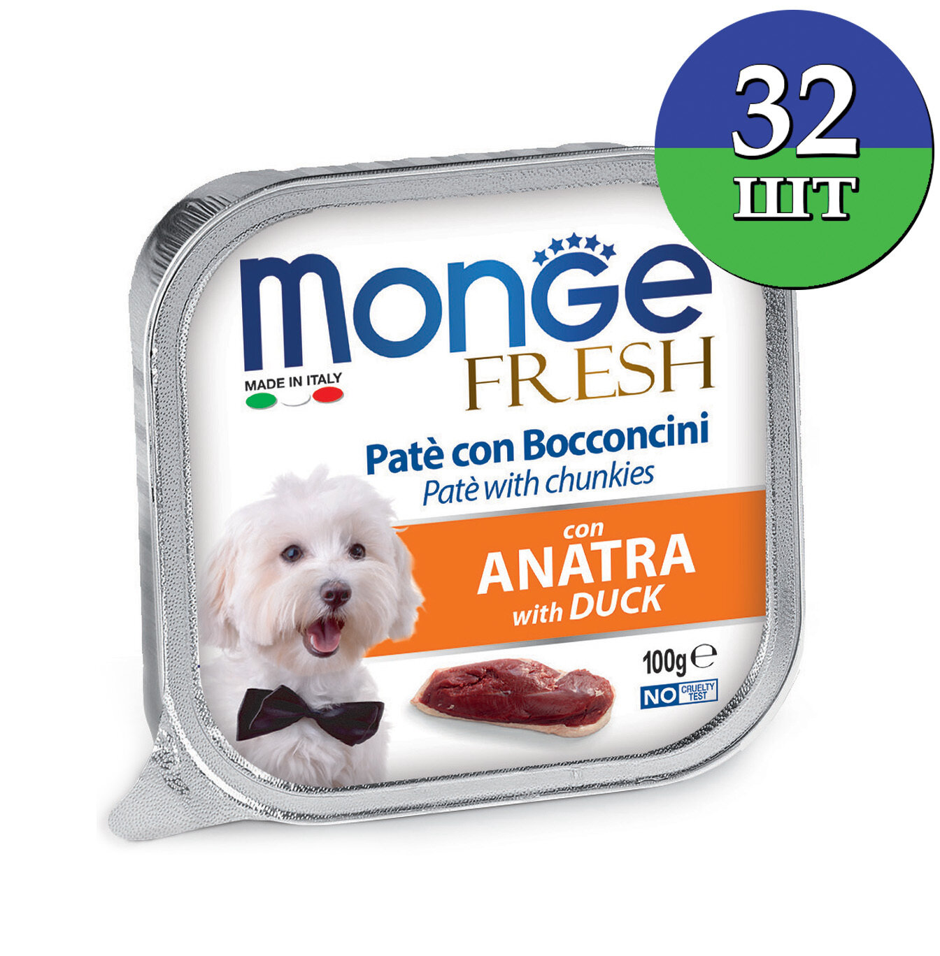 Monge Dog Fresh - Монж консервы для собак с уткой, 100 гр х 32 шт