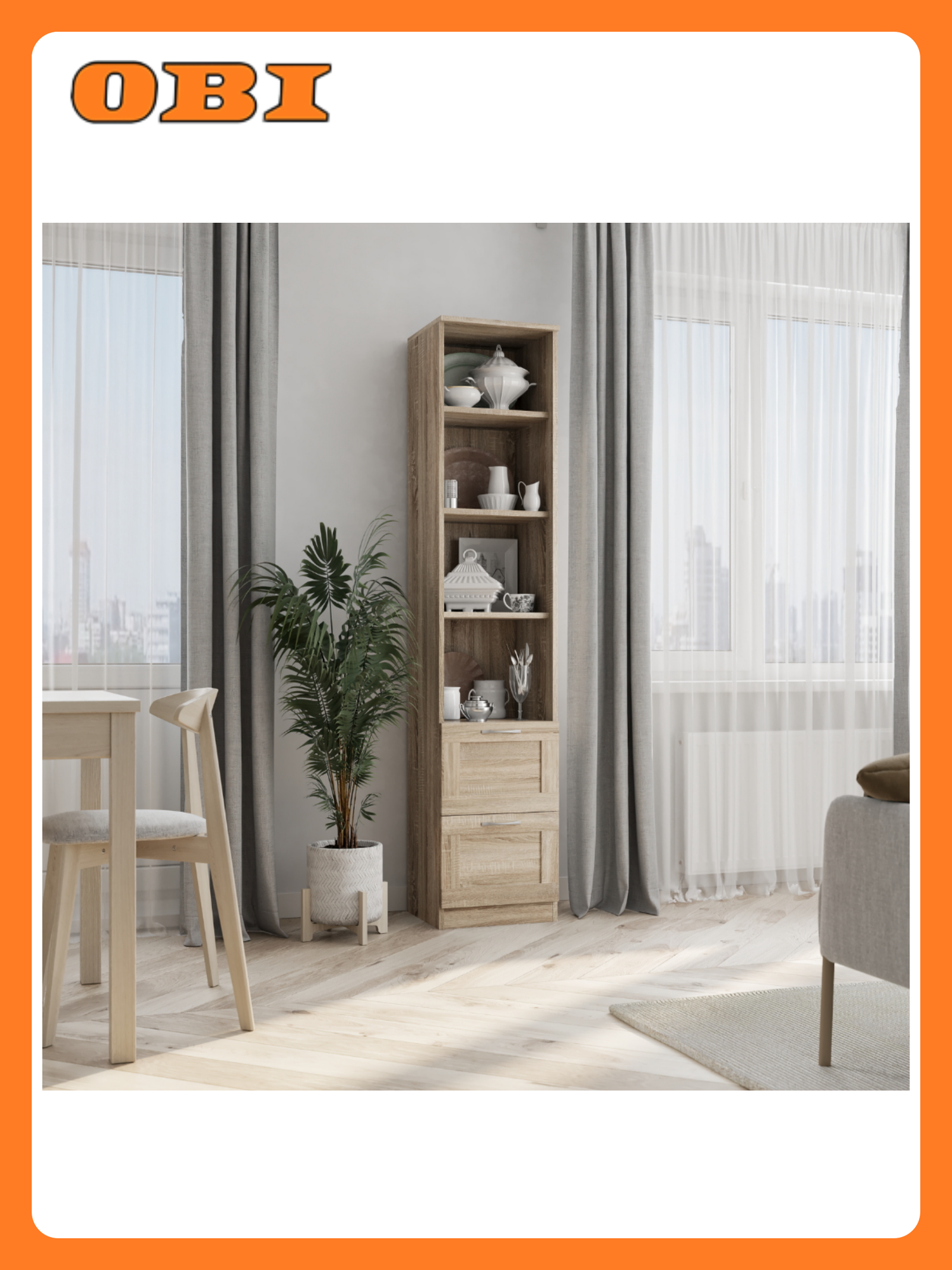 Стеллаж Шведский Стандарт Сириус 2 ящика 39х190 см дуб сонома