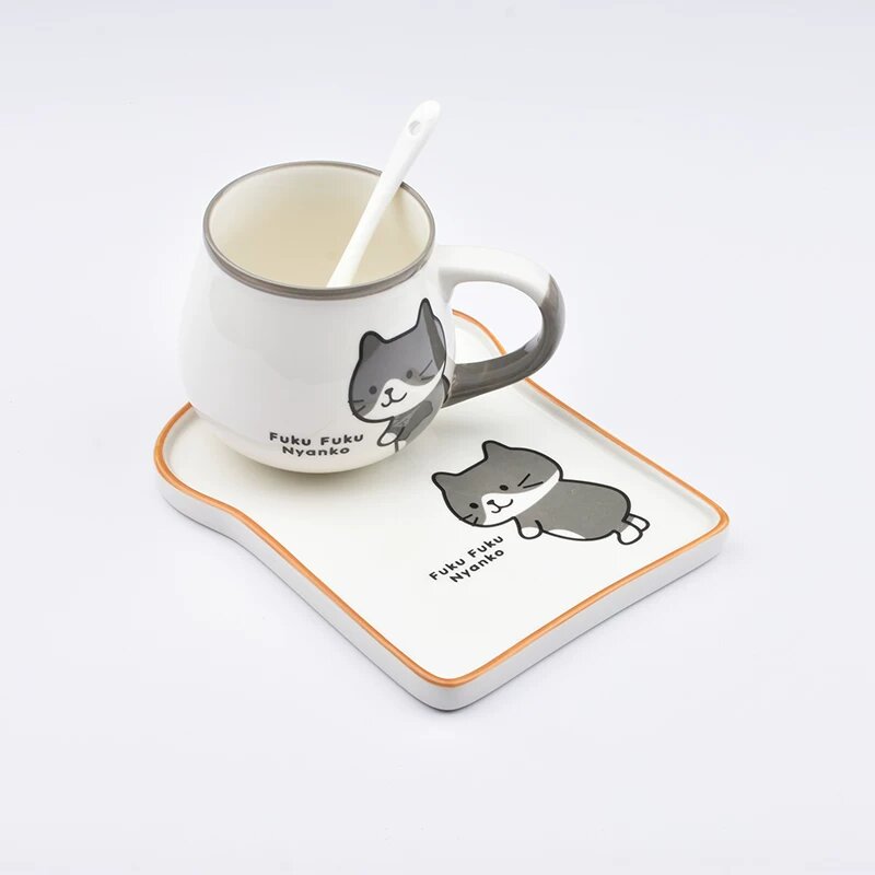 Японская керамическая кружка с милым котом и рисунком, пара, большая вместительная кофейная чашка, домашняя чашка для