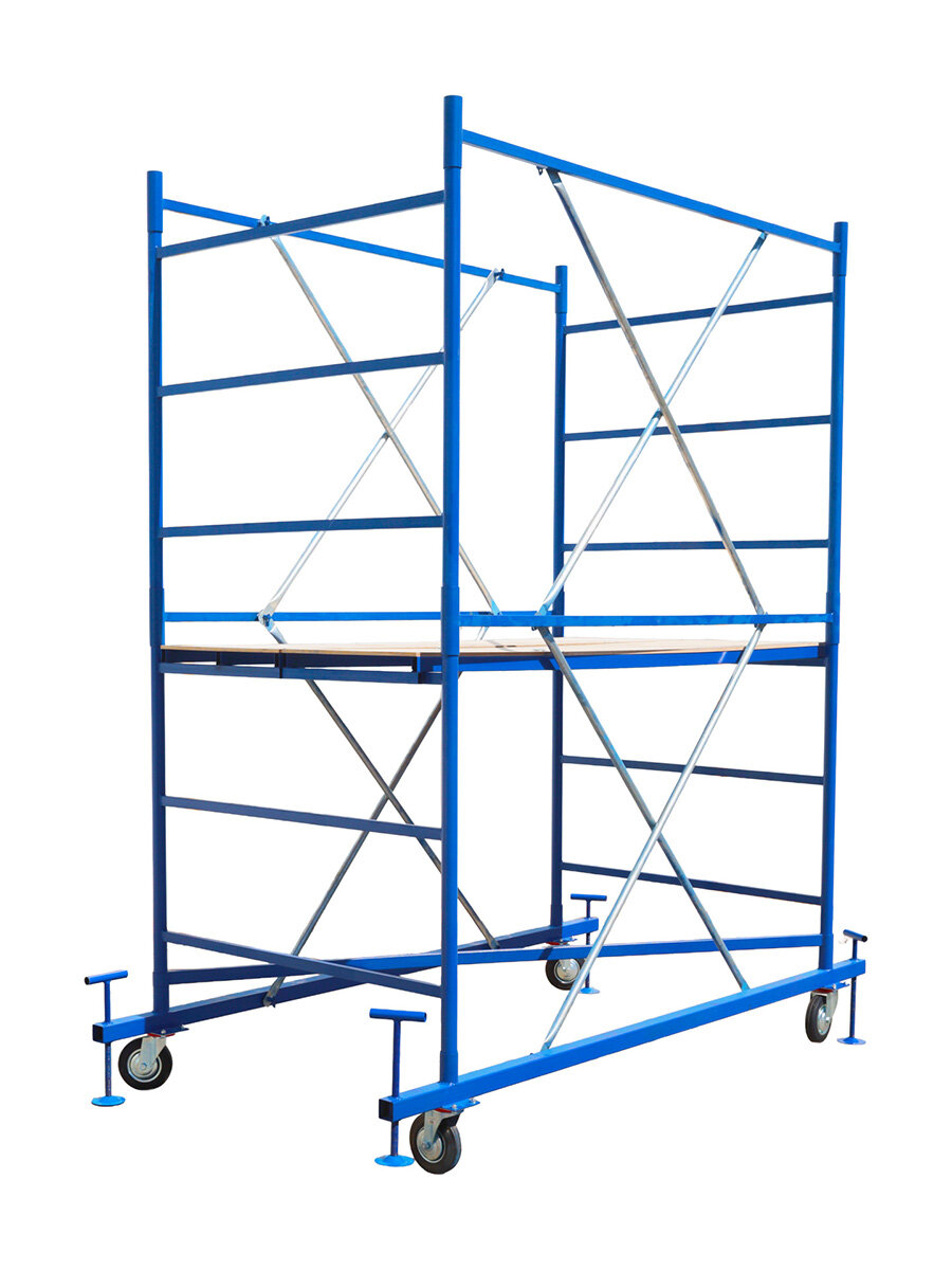 Вышка-тура ВСП Пром 1.2х2.0 м, высота 2.8 м усиленная, леса строительные рамные на колесах