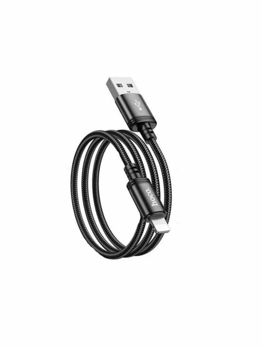 Кабель USB(Am)-Lightning 8-pin(M), быстрая зарядка, 2.4А, 1 м, черный, HOCO Wind X89 (6931474784322)