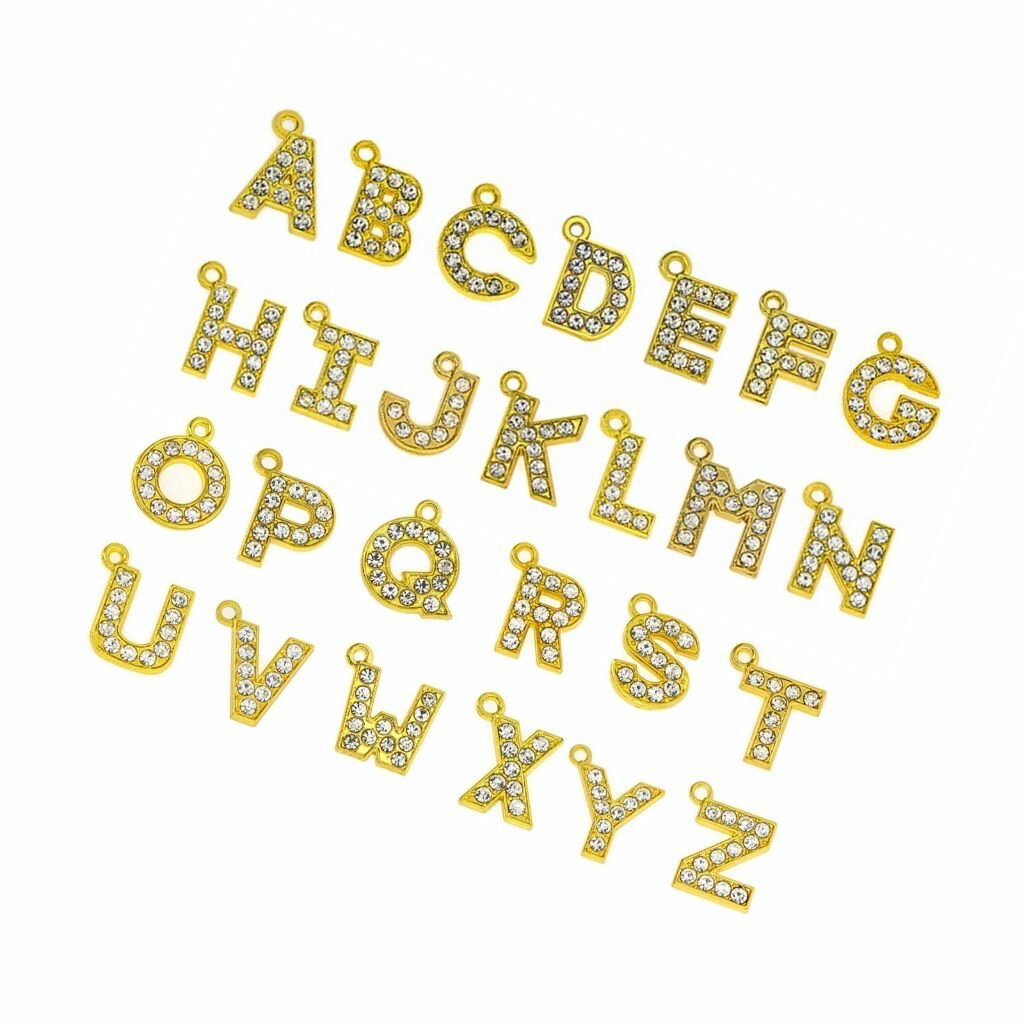 Модные Блестящие Буквы из Ринестонов, Золотистые