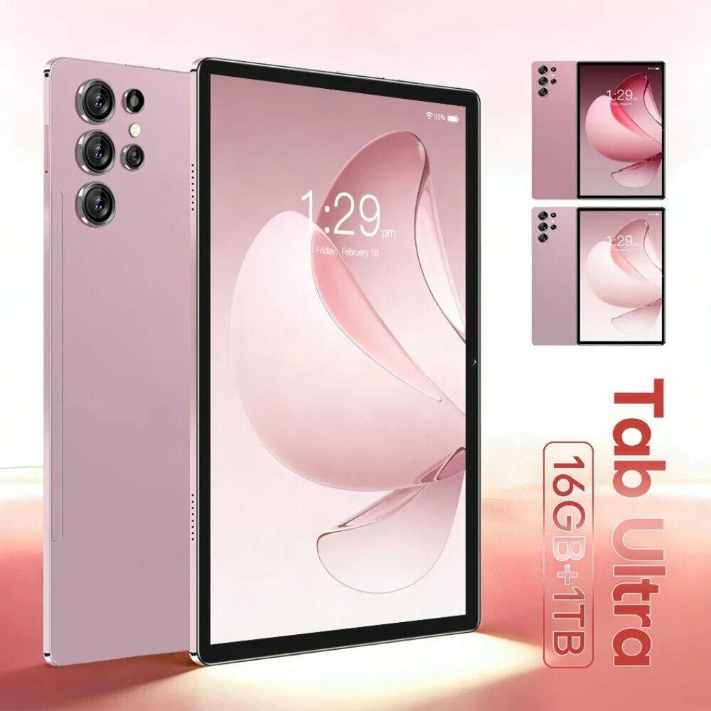 Планшет 5G Android: 16 ГБ + 1 ТБ для работы и развлечений, фуксия