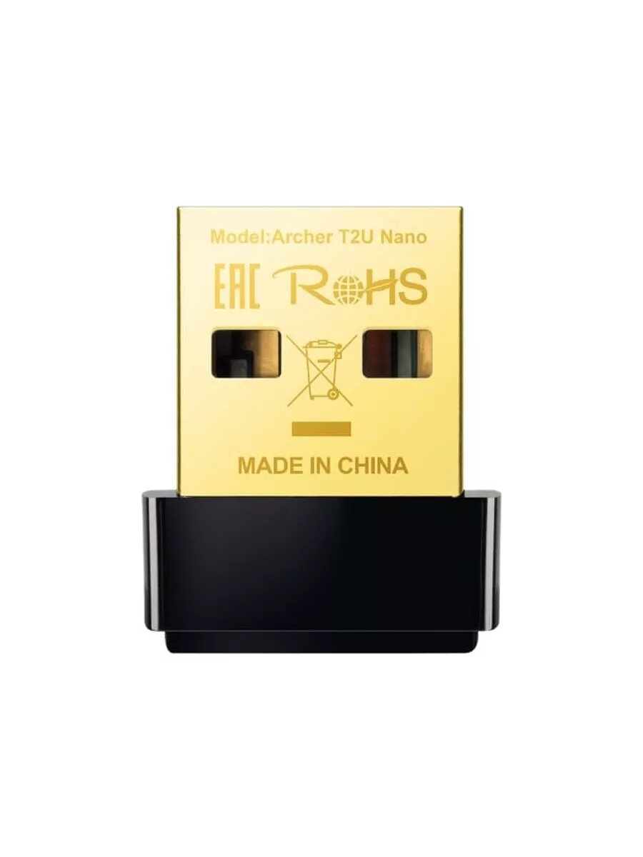 Адаптер Wi-Fi TP-Link Archer T2U Nano, сертификат CE/FCC/RoHS, черный