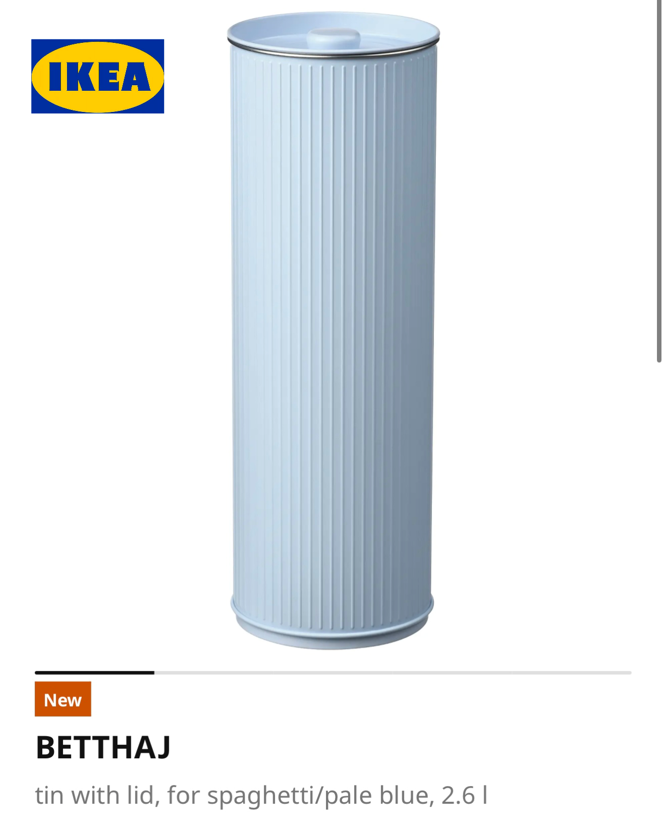 Жестяная банка BETTHAJ IKEA с крышкой, для спагетти/бледно-голубого цвета, 2,6 л