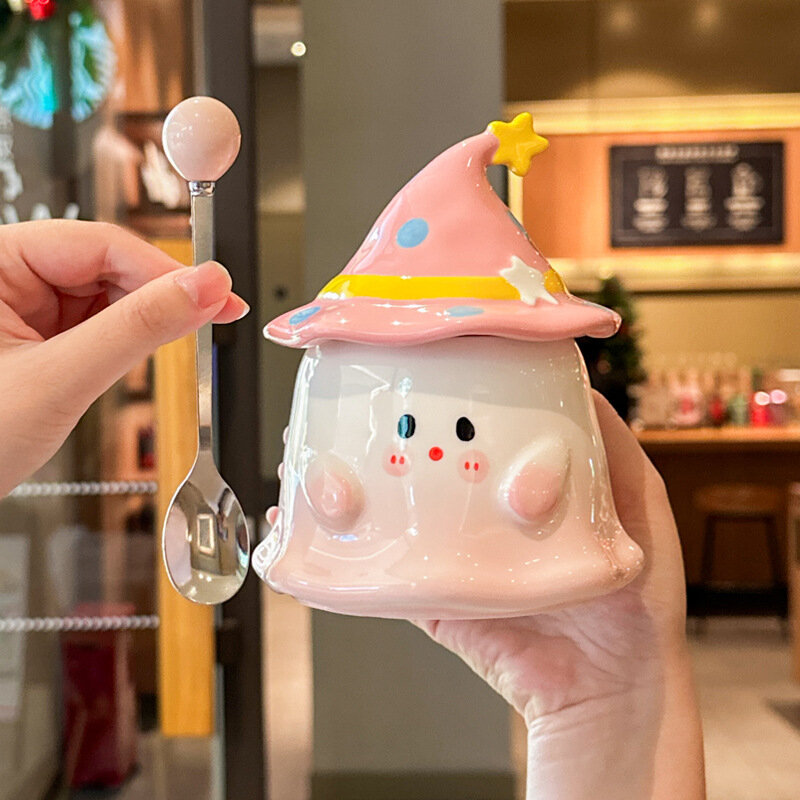 Милая и оригинальная кружка в виде привидения, керамическая кружка с крышкой, идеально подходит в качестве подарка или подарка на день рождения для мужчин.