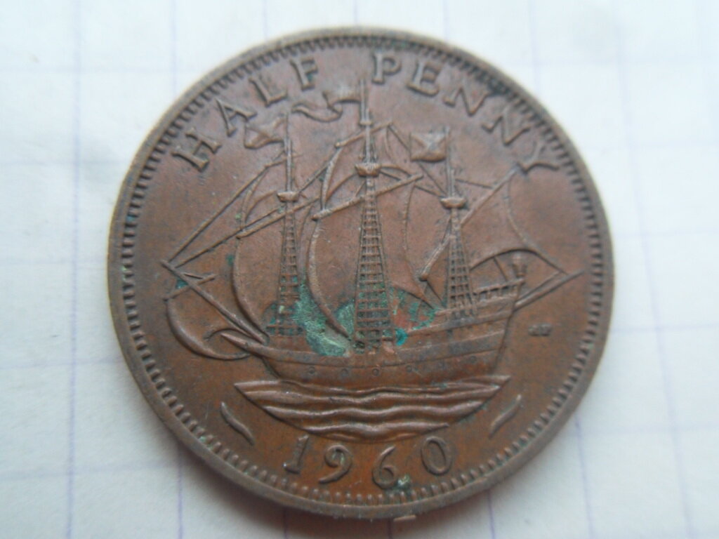 Великобритания 1/2 пенни, 1960 Корабль