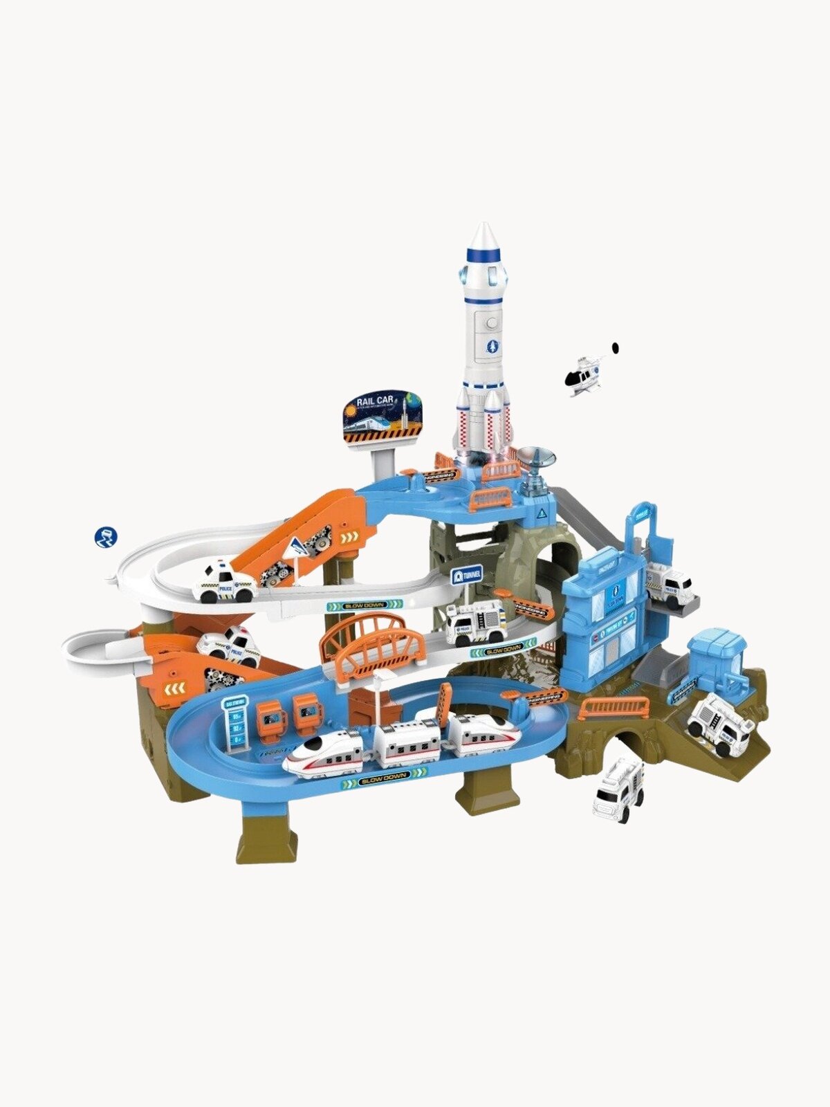 Автотрек WO BEI XING Spacelight FCJ1310153 Ракета с машинками, разноцветный